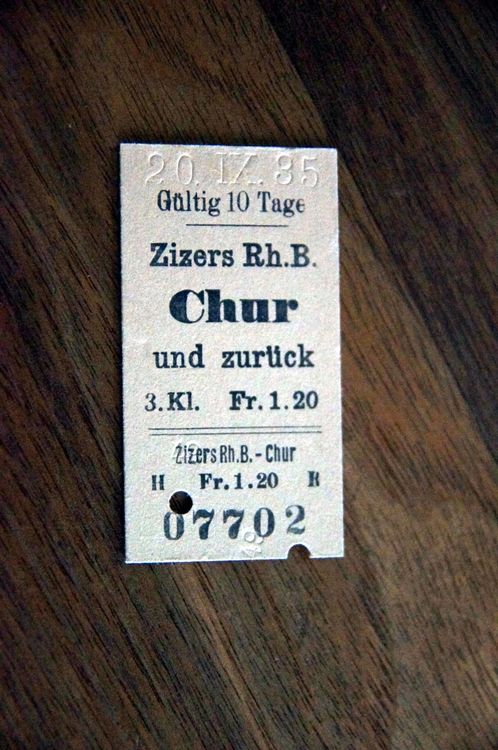 3.Kl. Billet Zizers RhB - Chur - 1935 (Gebraucht) in Schönenwerd für CHF 20 – mit Lieferung auf ...