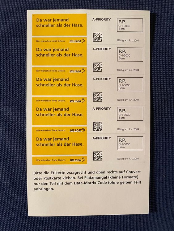 Frühe CH QR Code Marken A-Priority 7. 4. 2004, 5 er -Bogen | Kaufen auf ...