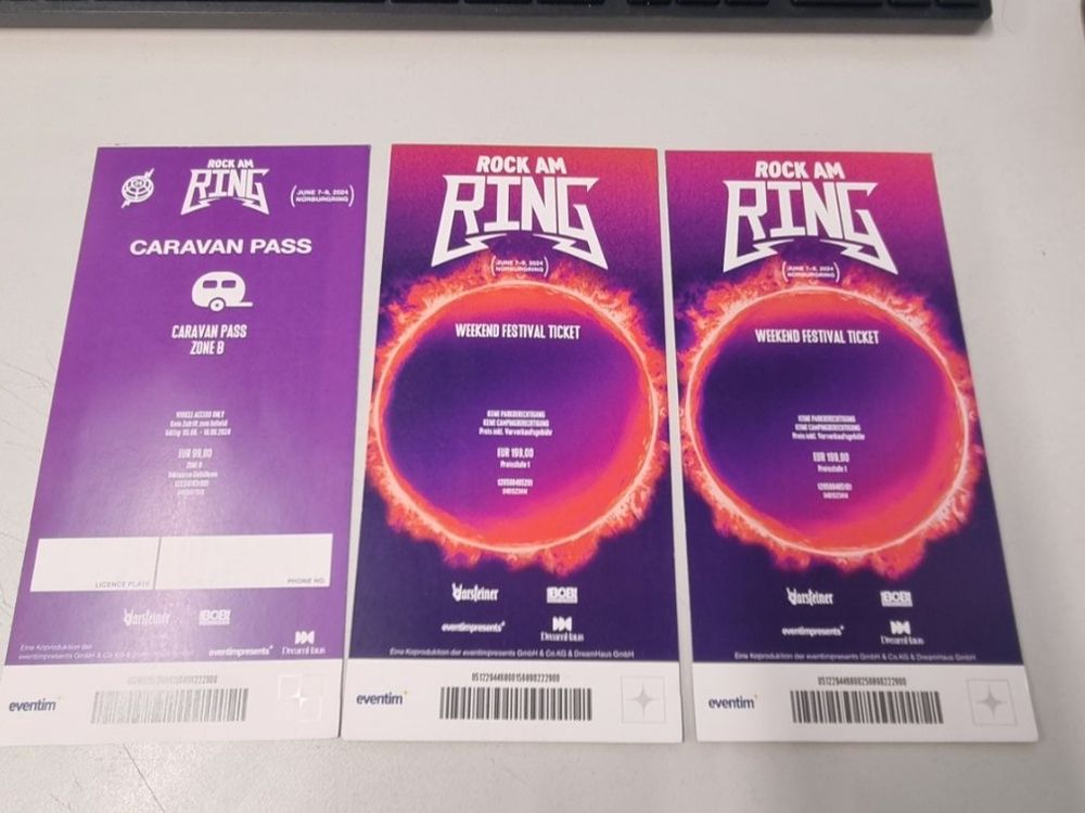 Rock am Ring 2 Weekend Pässe und 1 Caravan Pass Zone B | Kaufen auf Ricardo