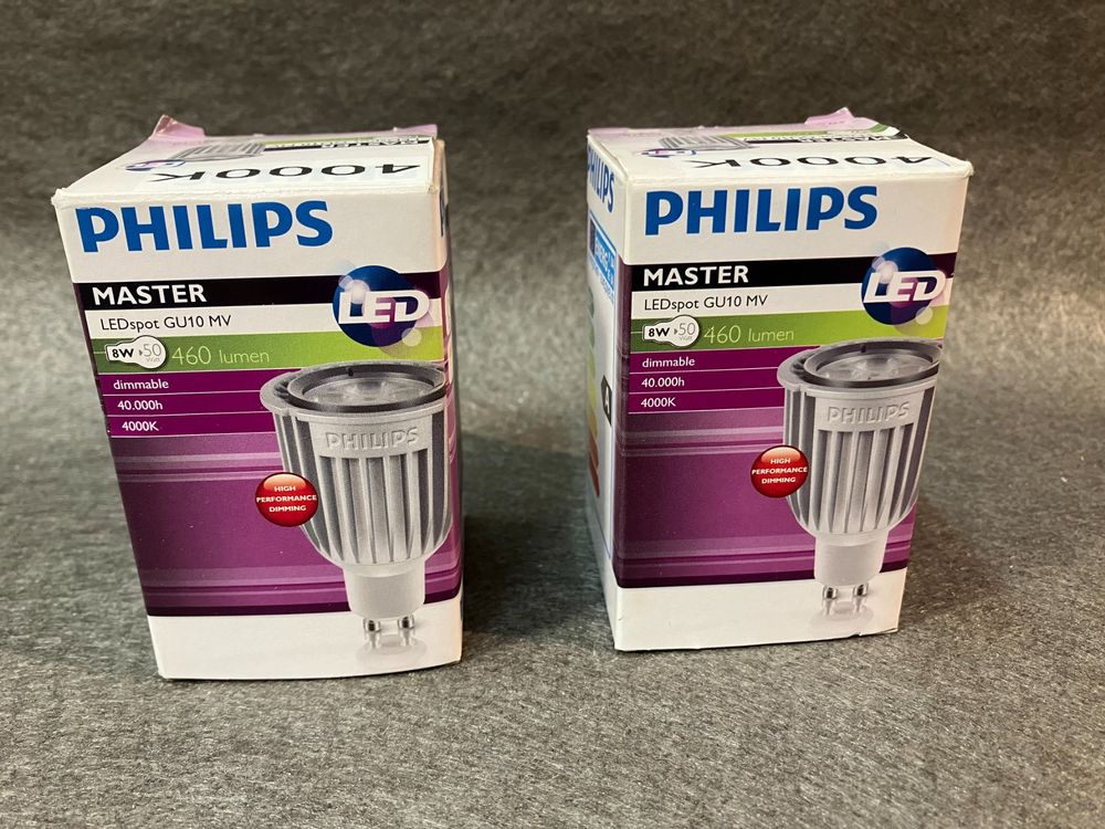 2x Philips MASTER LED Spot/8W/dimmbar/GU10 MV Basis ab 1.- (Neu (gemäss ...