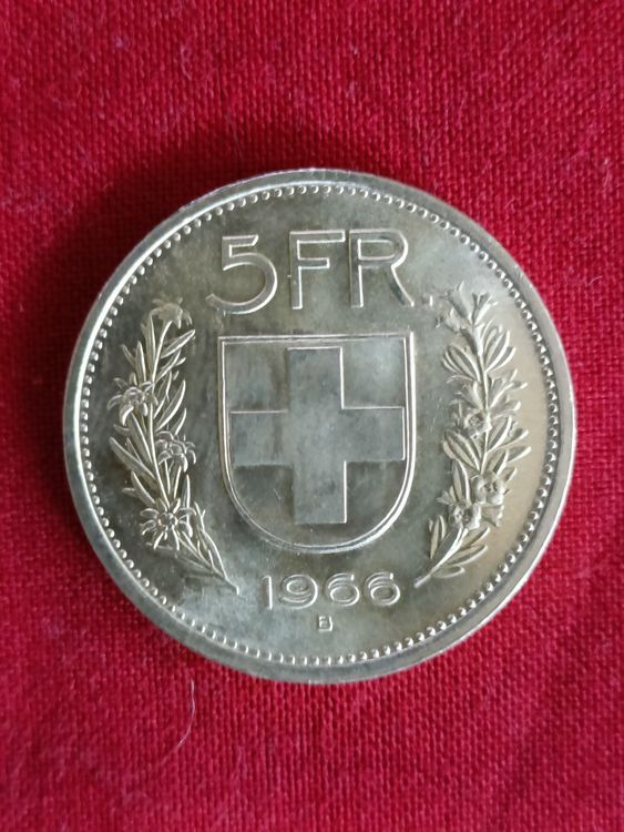 5 Franken - 1966 - Schweiz - Silber (Gebraucht) in Emmenbrücke für CHF 12 – mit Lieferung auf ...