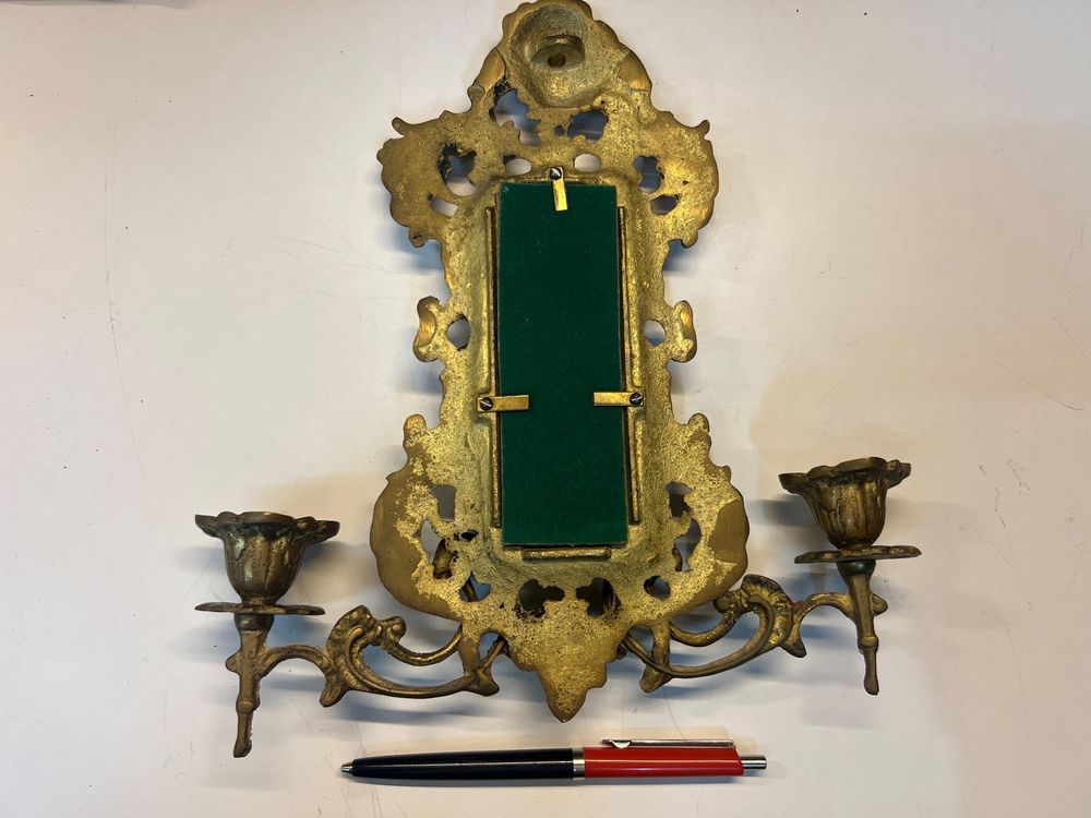 Antike Jugendstil (Messing) Wand - Spiegel mit Kerzenhalter | Kaufen auf Ricardo