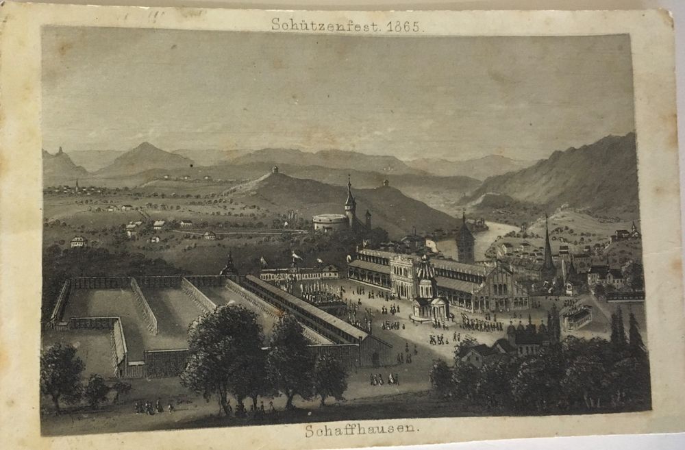 Dikenmann (attr.) Schaffhausen, Schützenfest 1865, Aquatinta (Gebraucht) in Frauenfeld für CHF ...