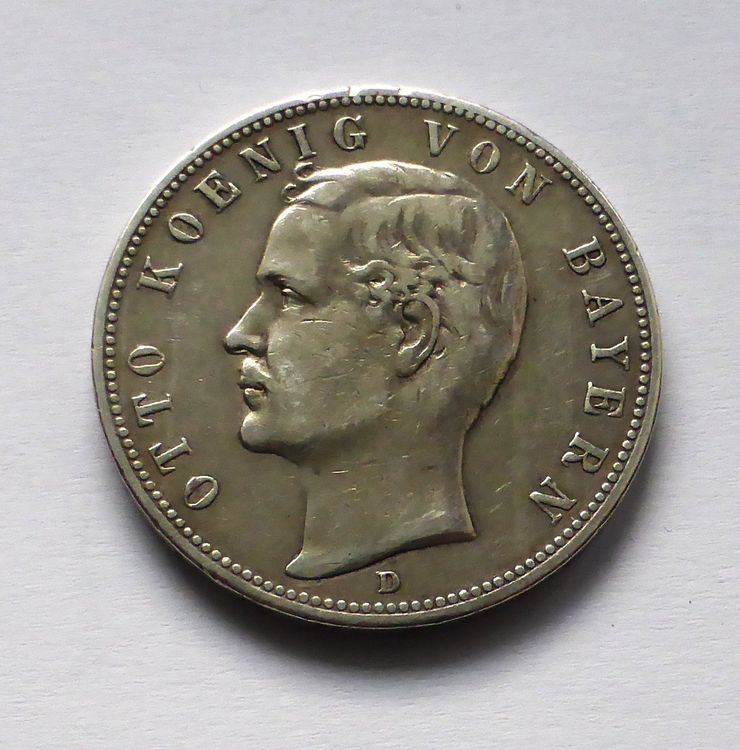 BAYERN - 5 Mark SILBER 1899 - OTTO, König von BAYERN (Gebraucht) in ...