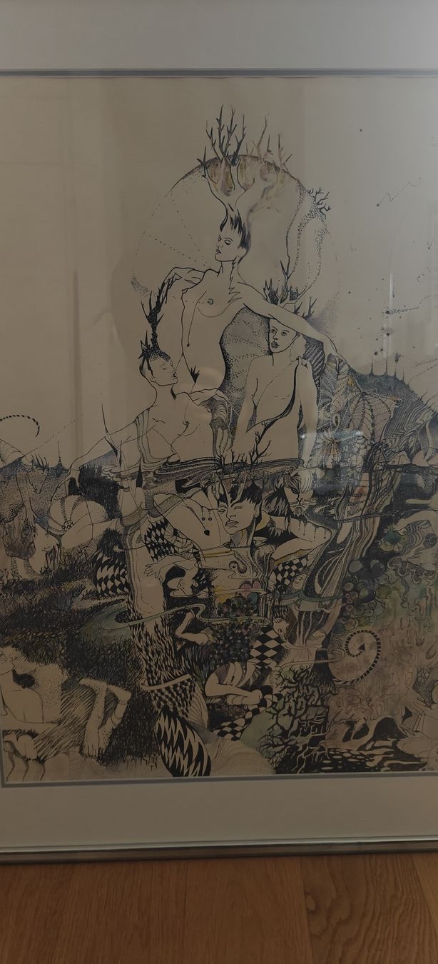 Superbe dessin surréaliste encadré - Art unique! (Neuf (Voir ...