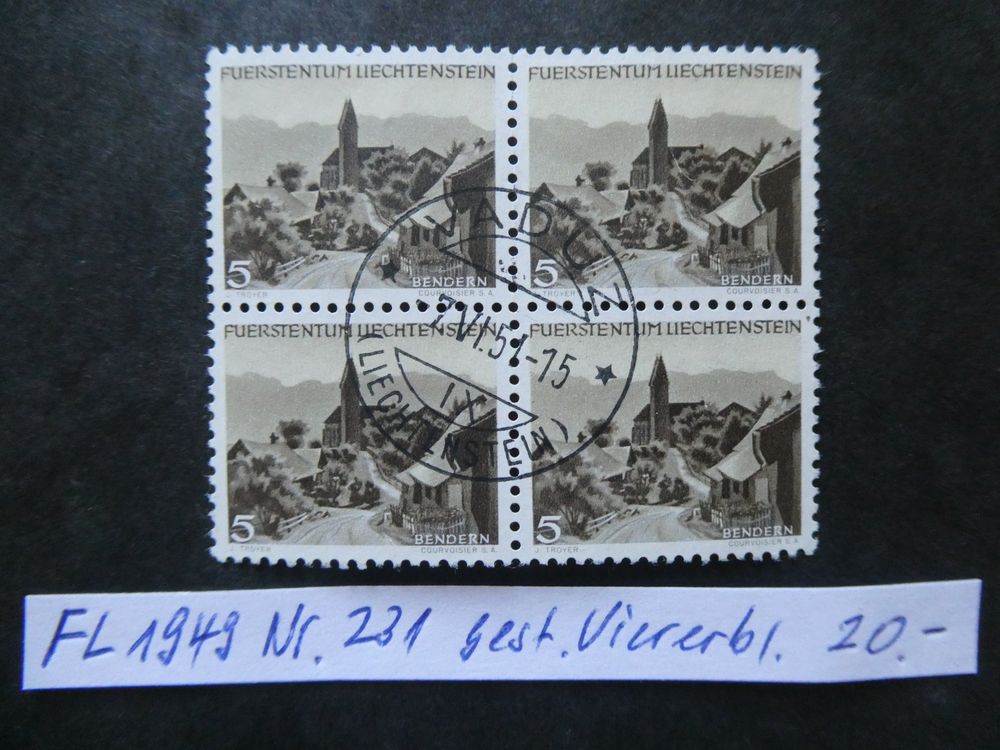 FL 1949 Nr. 231 gestempelter Viererblock | Kaufen auf Ricardo