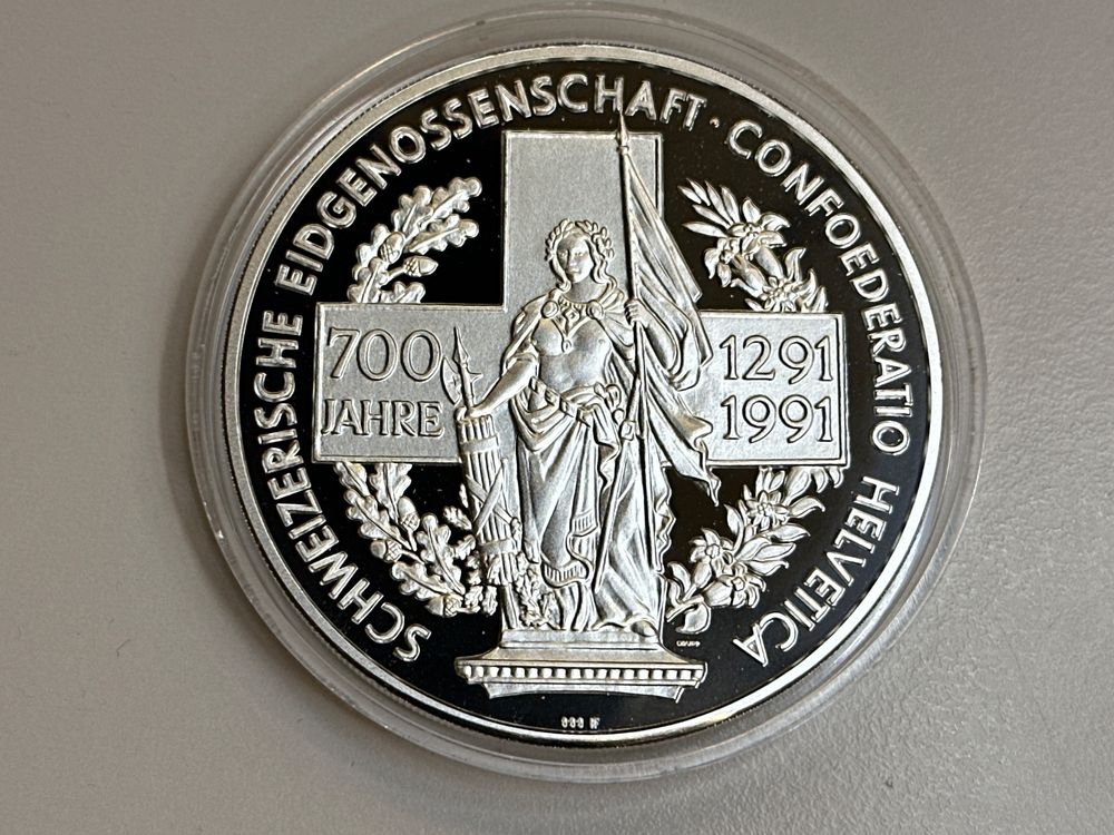 5 Unzen Silber 700 Jahre Schweizer Eidgenossenschaft 1991 (Neu und ...