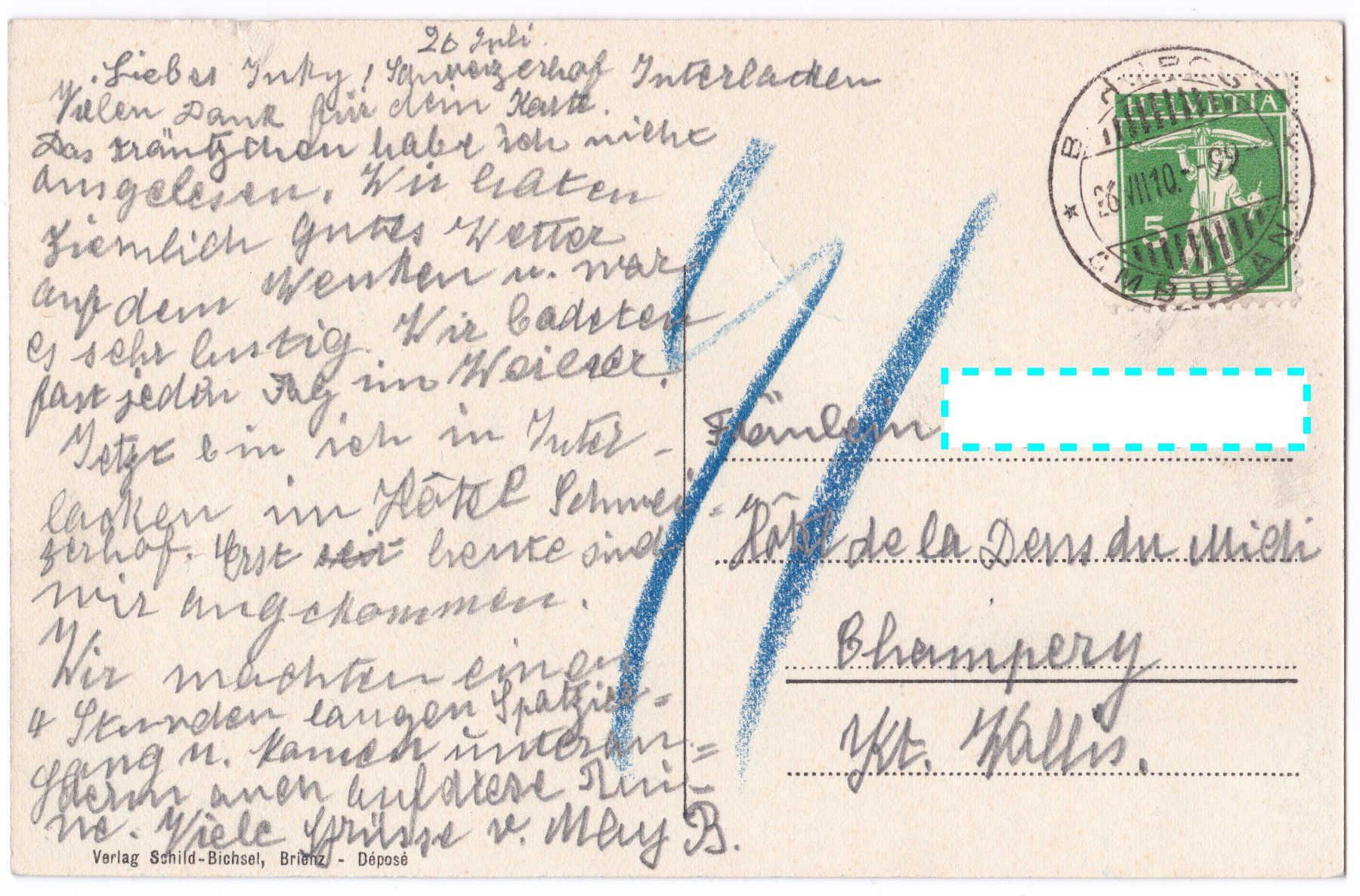 AK 1910 Ruine Unspunnen Interlaken, Bahnpost n. Champery VS (Gebraucht ...