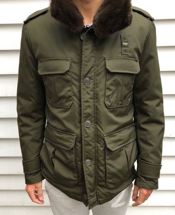 Blauer Jacke/Parka mit Daunen & Kunstfell - Größe L (Neu (gemäss ...