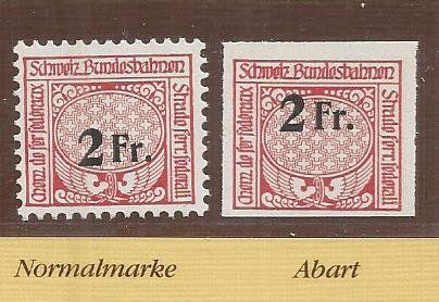 ** ABART:::EISENBAHN-DIENSTMARKEN / DRUCKPROBE UNGEZÄHNT ** (Gebraucht) in Heimenschwand für CHF ...