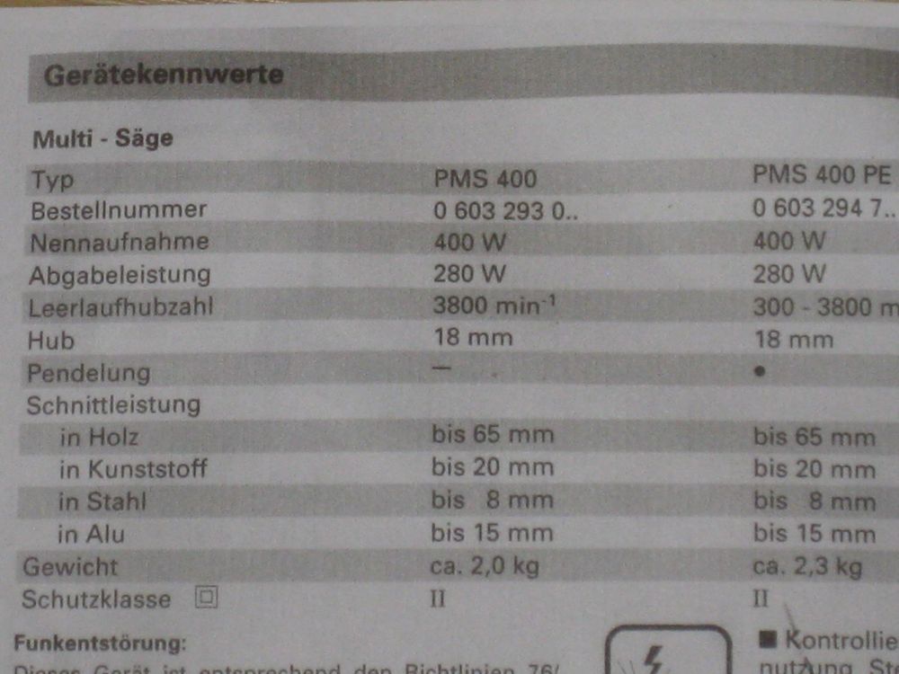 Multi - Säge. Bosch PMS 400 PE. (Gebraucht) in Flamatt für CHF 38 – mit ...