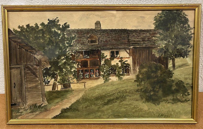 Aquarell Bauernhaus, signiert Werdmüller (ID S26) | Kaufen auf Ricardo