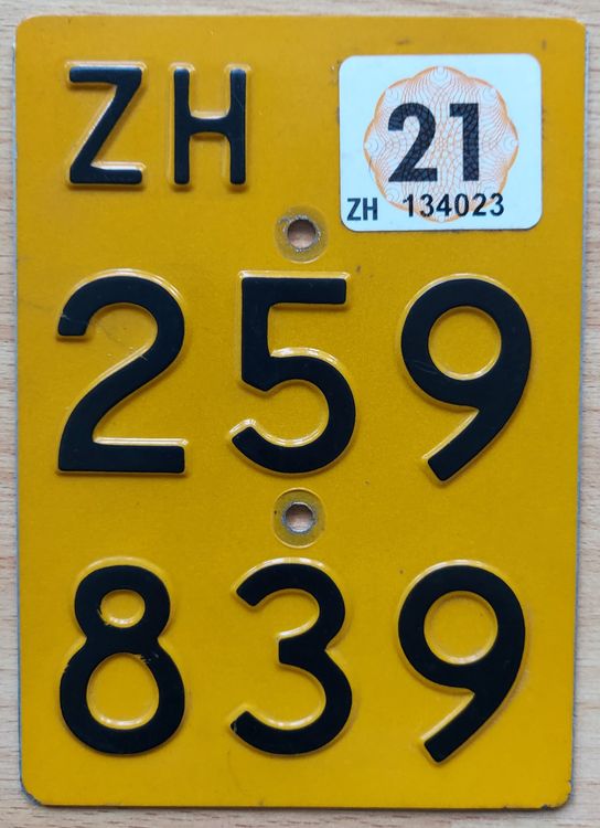 Mofanummer Töfflinummer ZH Vignette 2021 guter Zustand | Kaufen auf Ricardo