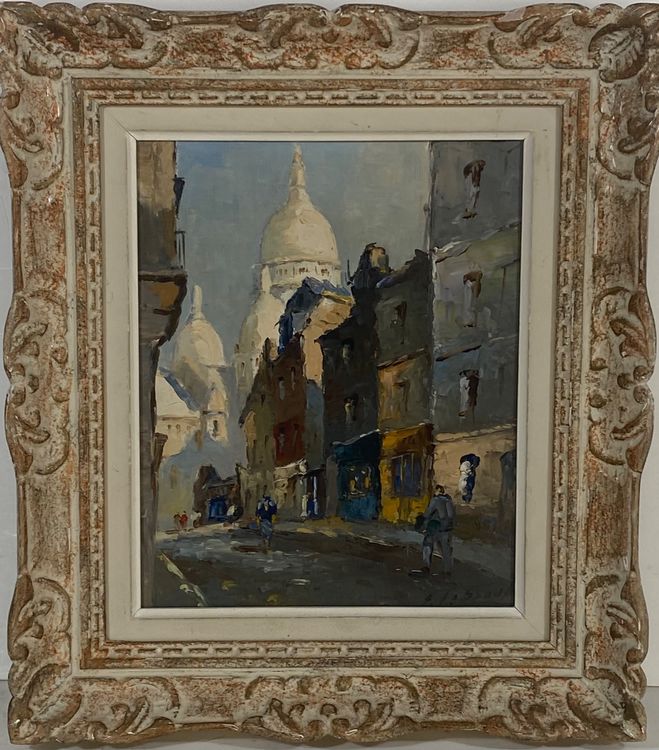 Strassenszene Gemälde unleserlich signiert | Kaufen auf Ricardo