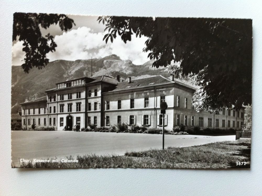 Ansichtskarte: Chur Kaserne mit Calanda 1955 (Gebraucht) in Brunnen für ...