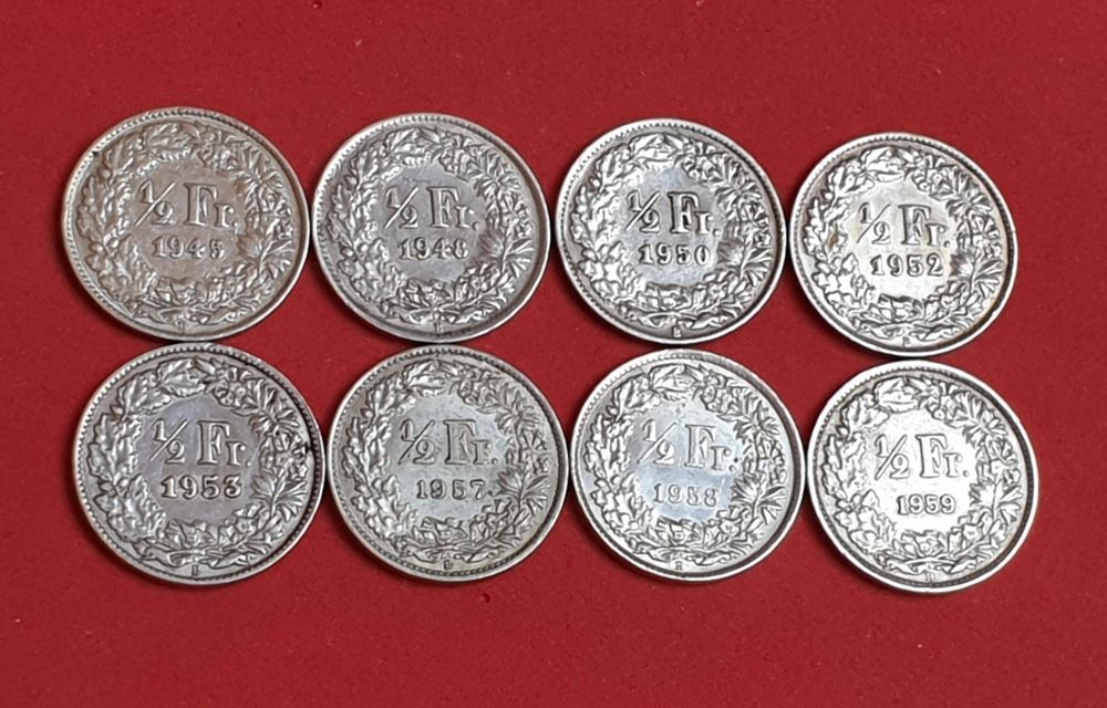 50 Rappen 1945,1948,1950,1952,1953,1957,1958,1959 „Silber“ (Gebraucht ...