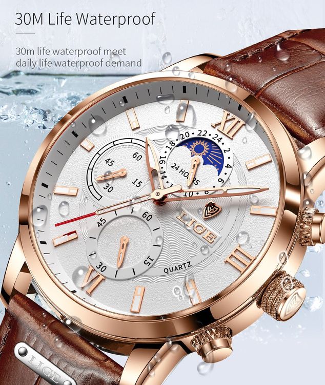 Edler Chronograph Uhr Chrono Armbanduhr Herrenuhr Tag&Nacht (Neu und ...