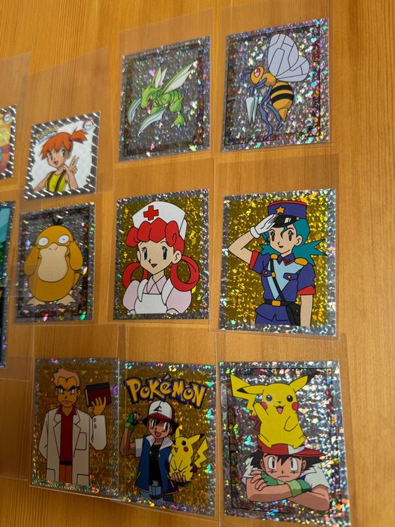 Pokémon Merlin Holo Sticker Sammlung selten Pikachu, Ash (Neu (gemäss ...