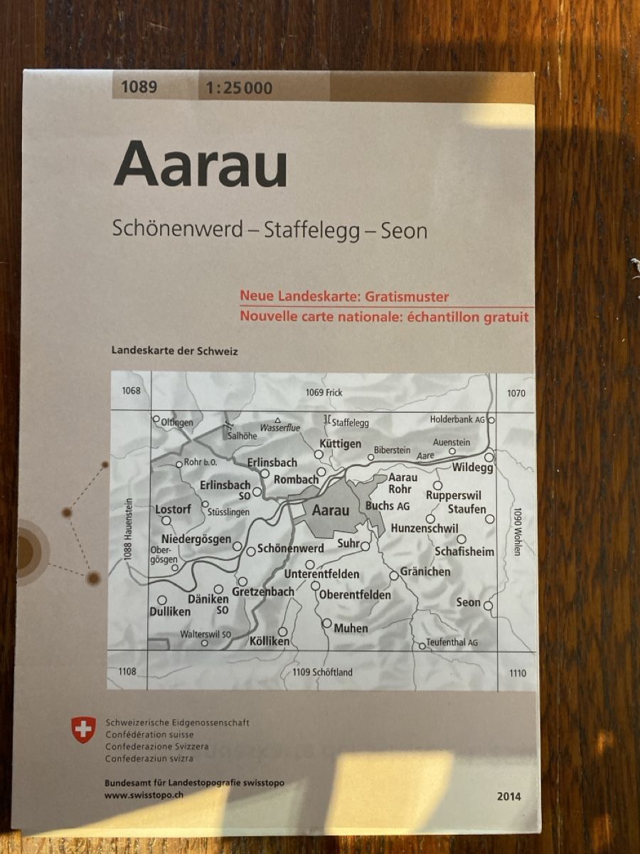 Carte nationale de la Suisse 1089 1:25000 Aarau (D'occasion) à Le ...