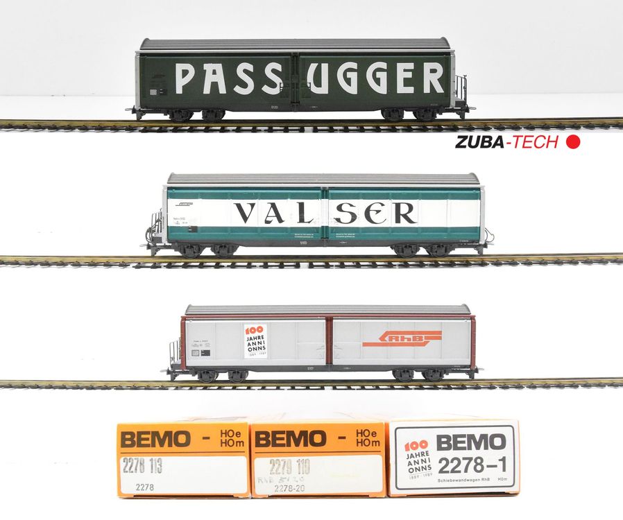 Bemo 3x Schiebewandwagen der RhB H0m GS mit OVP | Kaufen auf Ricardo