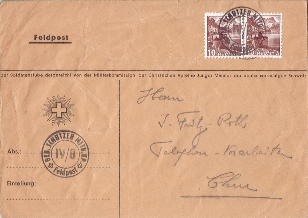 Feldpost mit ...... Geb Schützen Mitr Kp IV/8 (Gebraucht) in Bazenheid für CHF 1.5 – mit ...