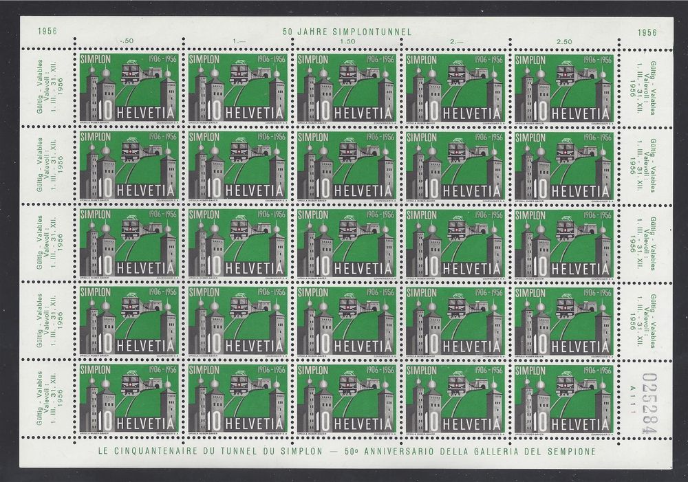 FWM Bogen **: 325 Simplontunnel, Ret. 3.01/.04, 1956 (Neu (gemäss Beschreibung)) in Goldswil für ...