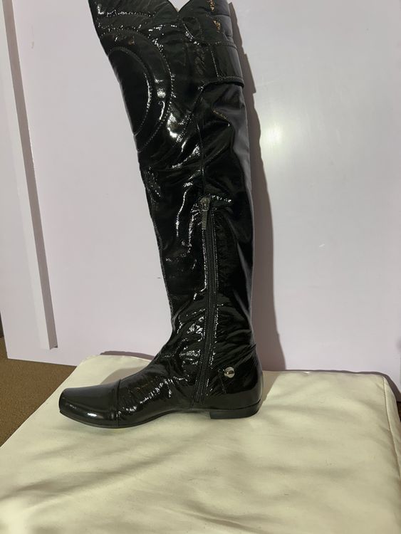 Black Patent Leather Thigh High Boots Size 36 (Neu und originalverpackt ...