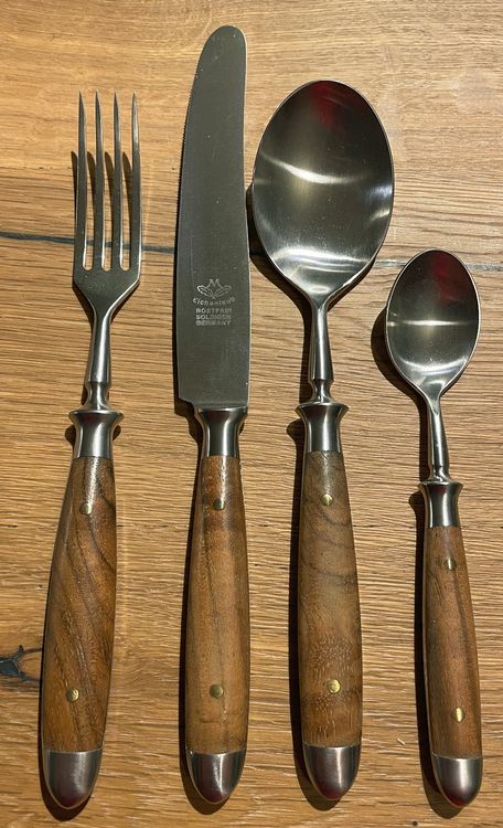 Besteck-Set 4-teilig Eiche dunkel von Eichenlaub Solingen (Neu (gemäss ...