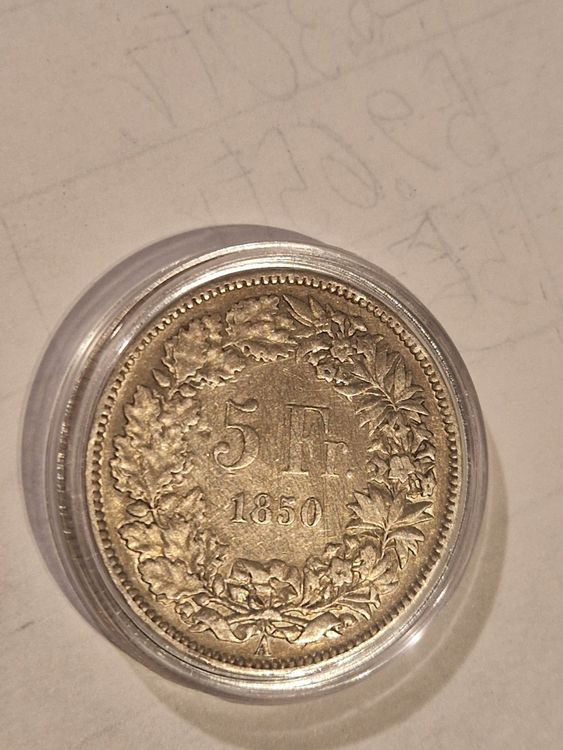 Sitzende Helvetia 5 Franken 1850Jg Orginal Sehr RAR Silber | Kaufen auf Ricardo