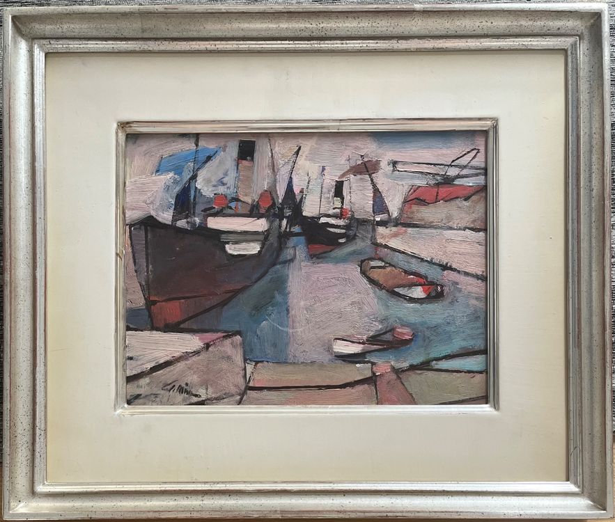 Walter Emil Müller (1896-1983)“Schiffe im Hafen“ Gemälde | Acheter sur Ricardo