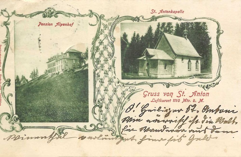 Oberegg Ai St Anton 2 Bild Ak Pension Alpenhof Kapelle 1900 Kaufen