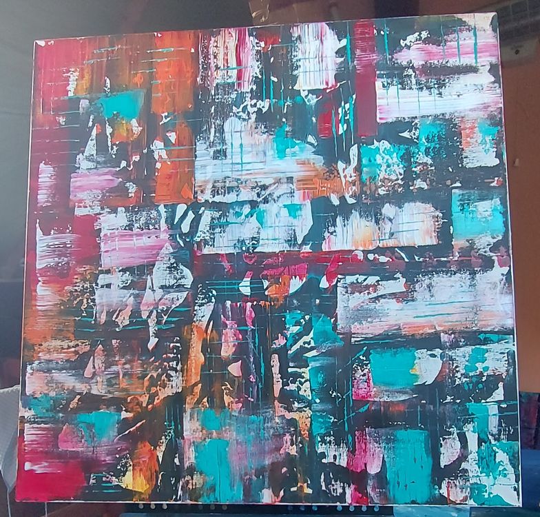 Gemälde Abstrakte Wundertüte von mir selbstgemalt 80×80 | Acheter sur Ricardo