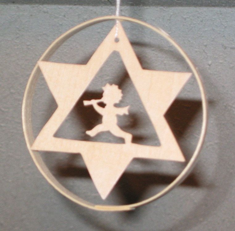 Christbaumanhänger Stern mit Engel nature Set. 6 Stück (Neu und ...