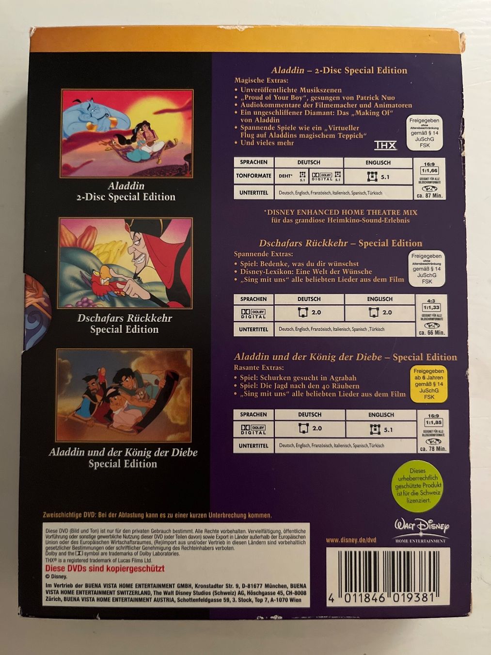 Disney DVD : Aladdin Trilogie, 4 -Discs Collector‘s Edition (Neu ...