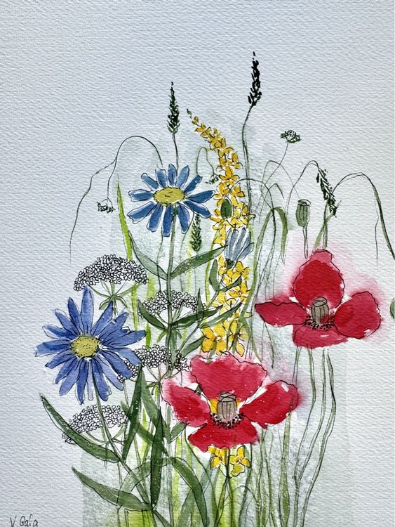 Sommer Aquarell,Unikat, handgemalt, signiert (Gebraucht) in Lanzenhäusern für CHF 45 – mit ...