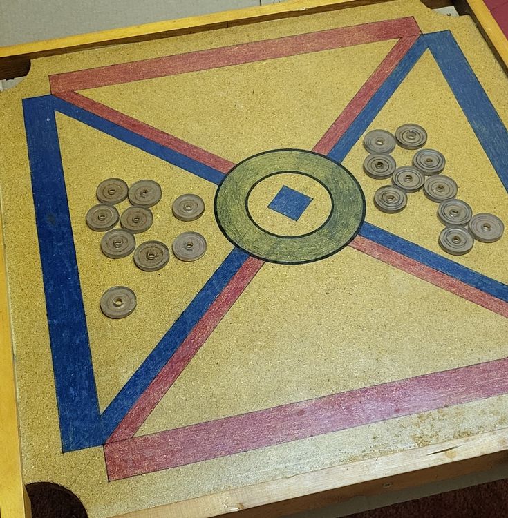 grosses Carambole/ Carromboard, inkl. 19 Spielsteine,Vintage (Gebraucht ...