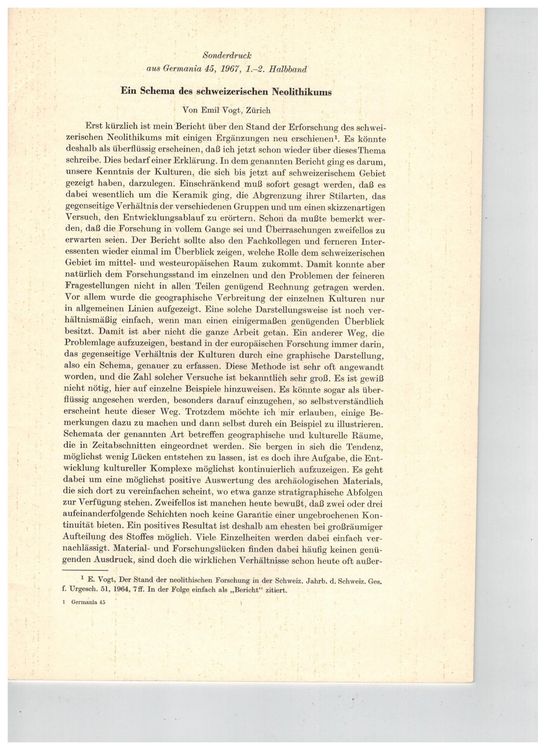Archäologie: E. Vogt, Schema des schweiz. Neolithikums (Neu (gemäss Beschreibung)) in Biel ...