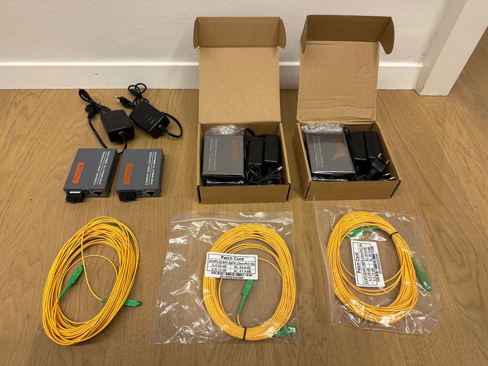 3x Ethernet -> FIber -> Ethernet Transcoder + 15m Patchcord (Neu ...