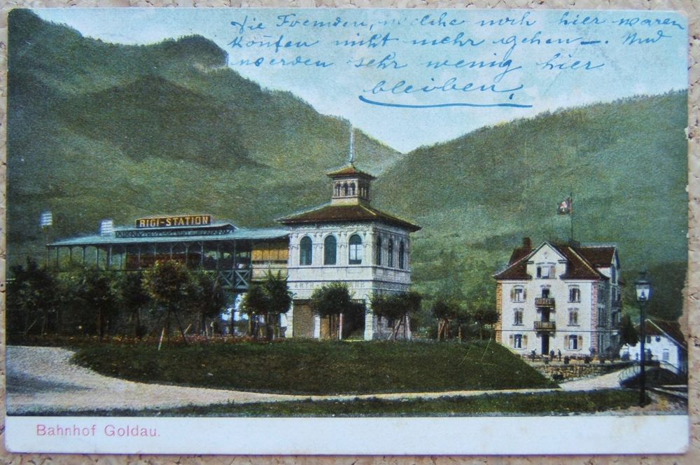 AK BAHNHOF GOLDAU MIT RIGI-STATION 1914 (Gebraucht) in Brunnen für CHF 6 – mit Lieferung auf ...