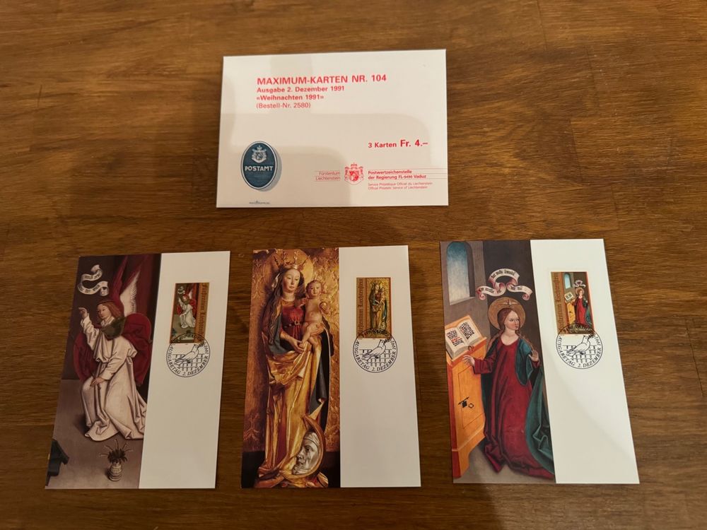 Maximum-Karten Nr. 104 ,,Weihnachten 1991'' Liechtenstein (Neu (gemäss Beschreibung)) in ...