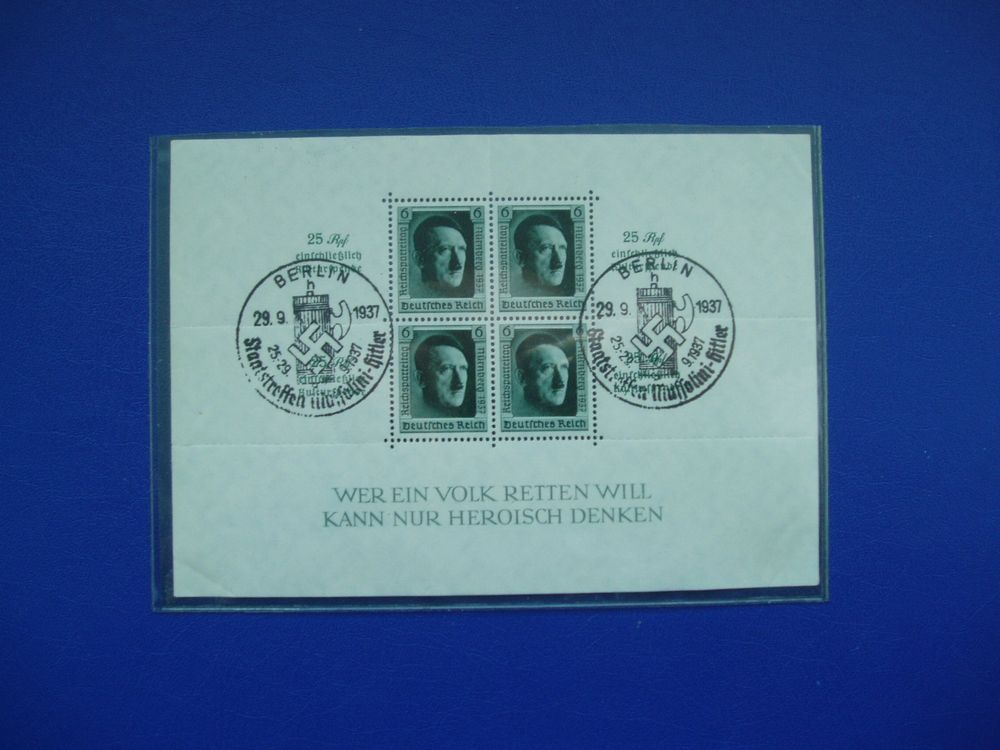 Block 11 mit Sonderstempel Mussolini Hitler | Kaufen auf Ricardo
