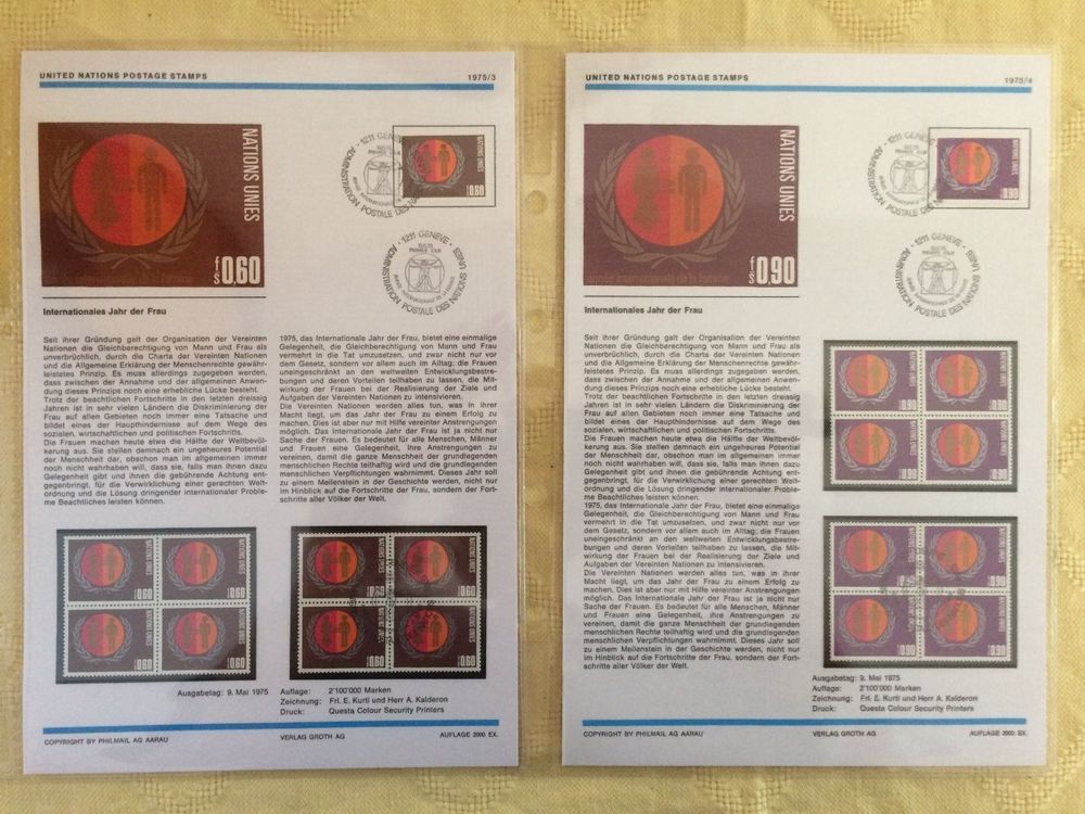 11 BL. UNION NATIONS POSTAGE STAMPS 1975 (Neu (gemäss Beschreibung)) in ...