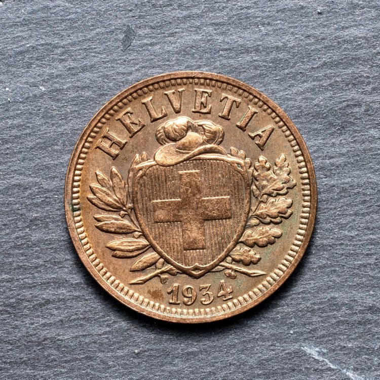 Seltene 2 Rappen Münze HELVETIA 1934 Schweiz Vintage | Kaufen auf Ricardo