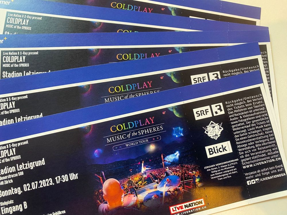 Coldplay Tickets (5x Stehplatz) - So, 2.7.23 (Neu (gemäss Beschreibung ...