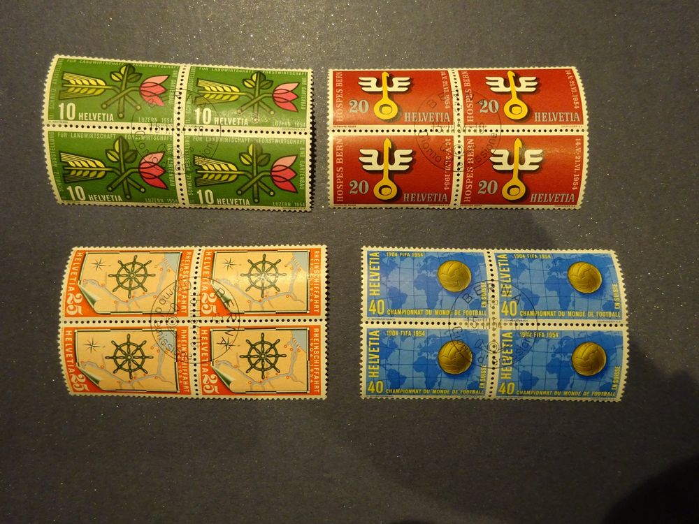 1954 Z-Nr.316 - 319 4er Block mit ET BERNA SBK 2025 240.00 | Acheter sur Ricardo