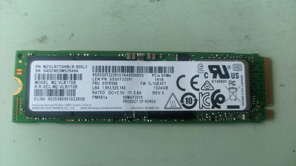 Samsung SSD 1TB M.2 PCI-E NVMe PM981a | Kaufen auf Ricardo