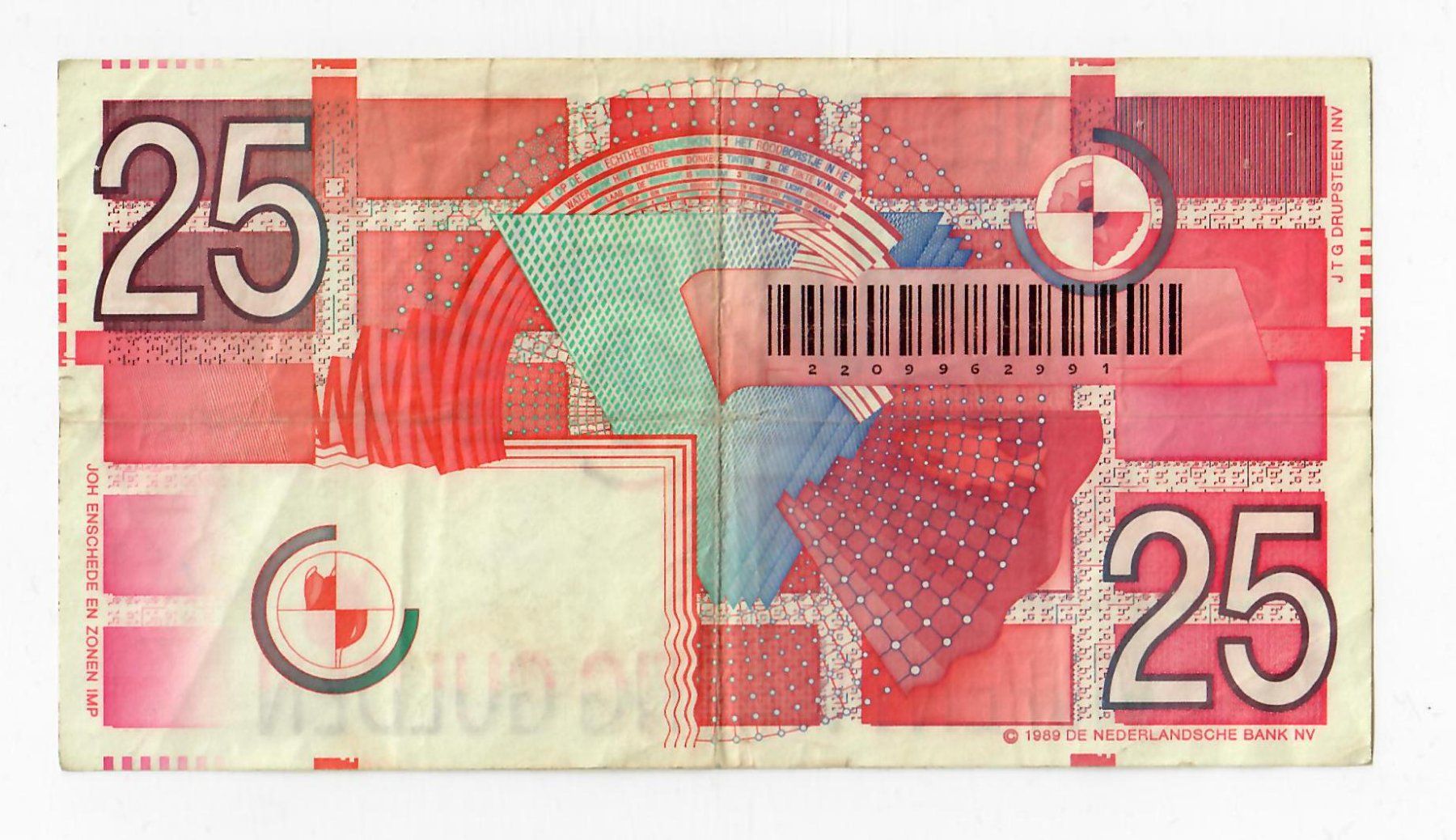 Banknote Niederlande, 25 Gulden, 1989 (Gebraucht) in Landquart für CHF ...