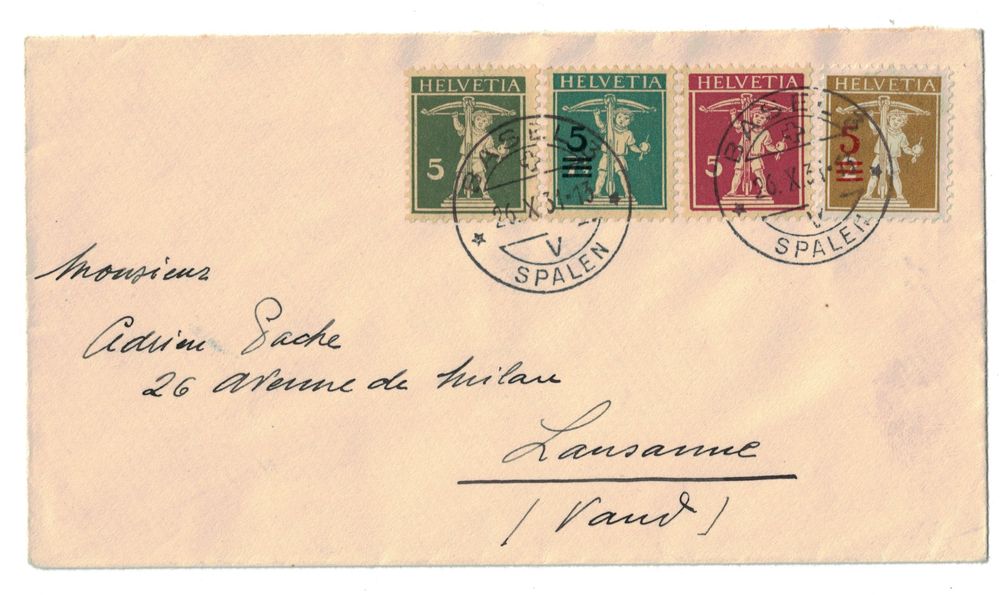 Tell-Knabe mit 2x5Rp Aufbruchserie phila. Brief + 2x Normale (Gebraucht) in Bern 14 für CHF 15 ...