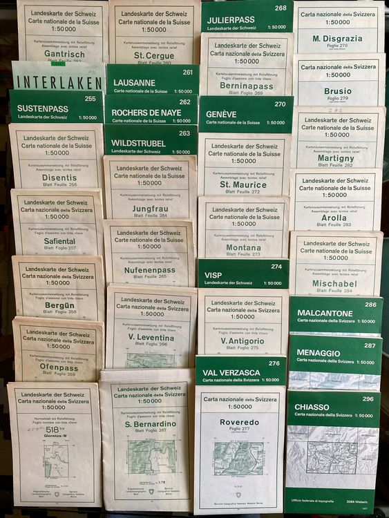 70 Stk. Landeskarten der Schweiz 1: 50‘000 / 1946-2002 (Gebraucht) in ...