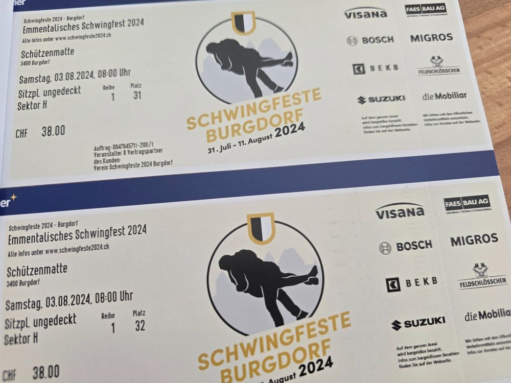 2 Tickets Emmentalisches Schwingfest Burgdorf, 03.08.2024 (Neu (gemäss Beschreibung)) in ...